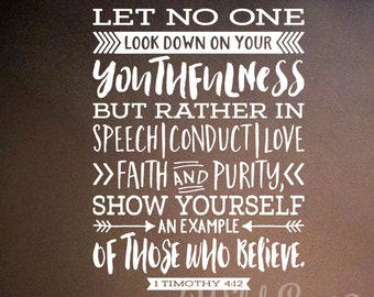 1 Timothy 4:12 Don't let anyone look down on you because