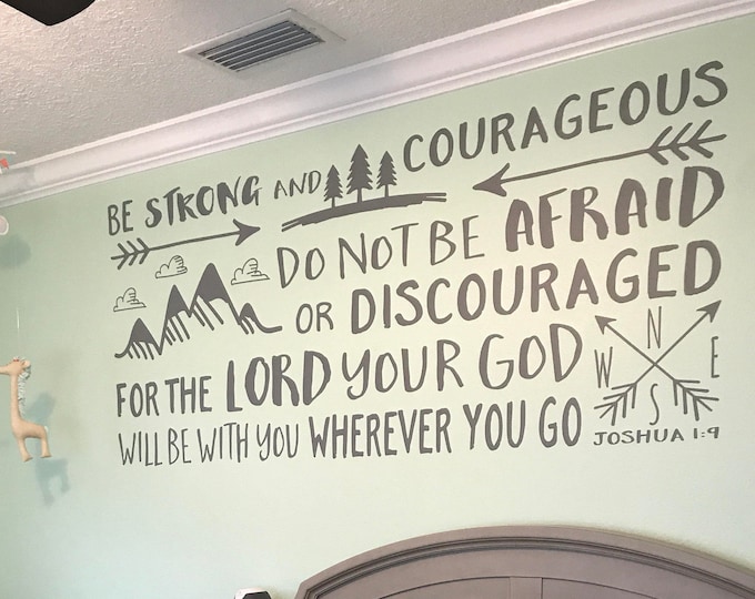Be Strong and Courageous, Explorer Nursery, Arrows, Mountains,vinyl ...