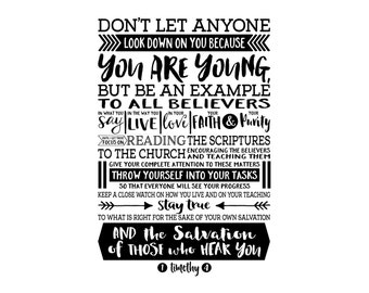 1 Timothy 4:12 Don't let anyone look down Teen girl Teen | Etsy