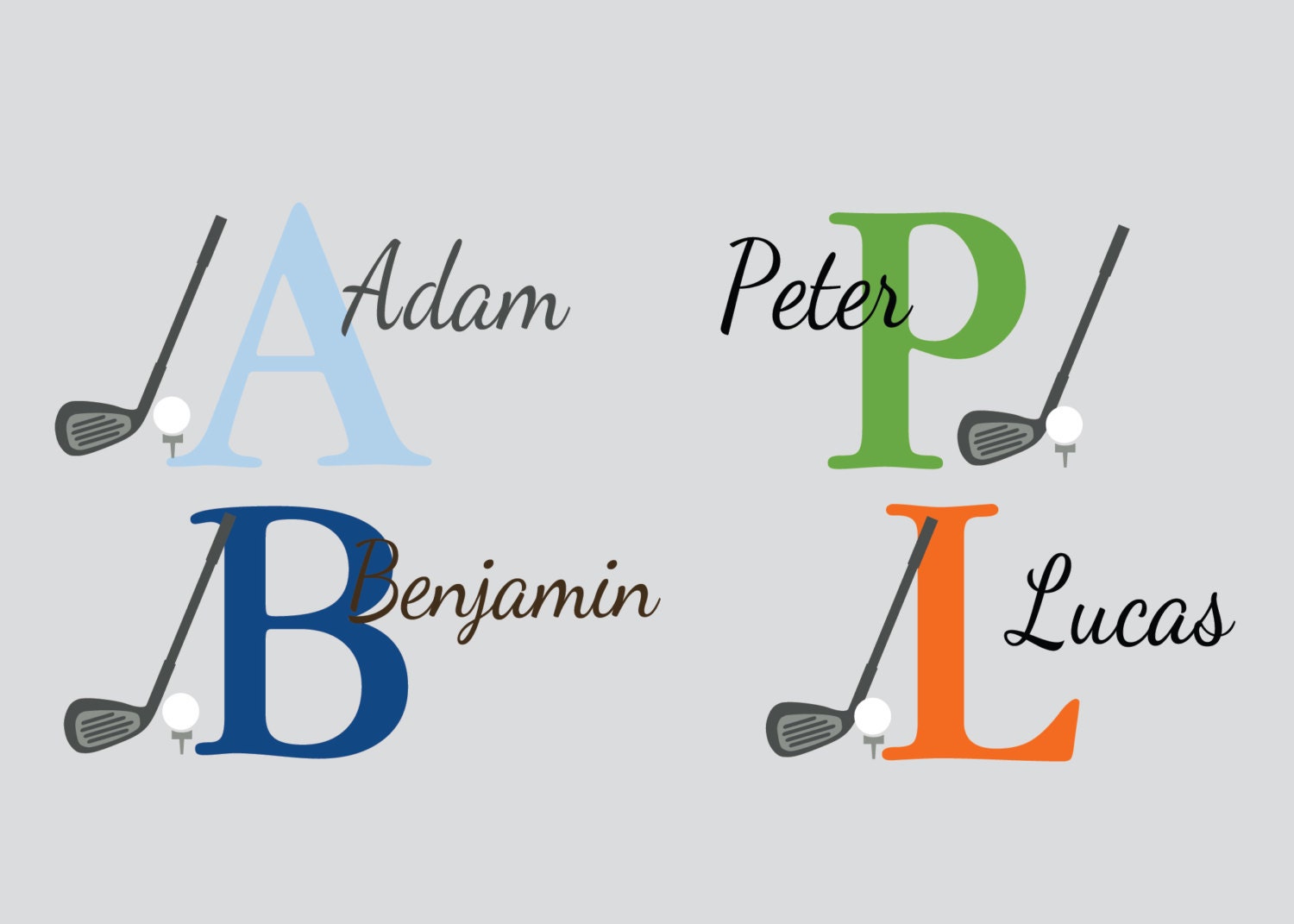 Monogram Golf Sport Theme Vinyl Wall Decal Golf Club Ball | Etsy