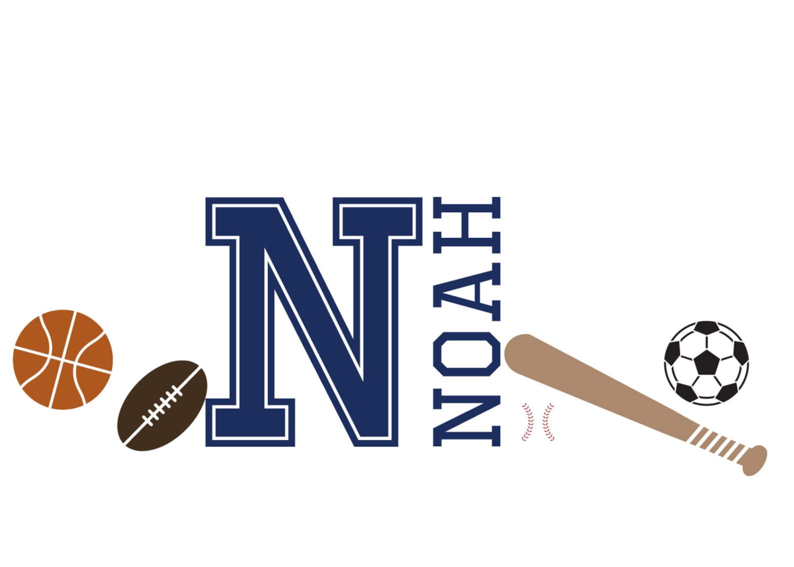 Monogram Sport Theme Baseball Soccer Basketball Football, Nursery ...