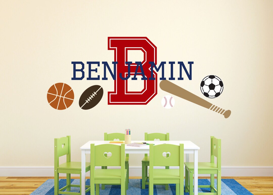 Monogram Sport Theme Baseball Soccer Basketball Football, Nursery ...