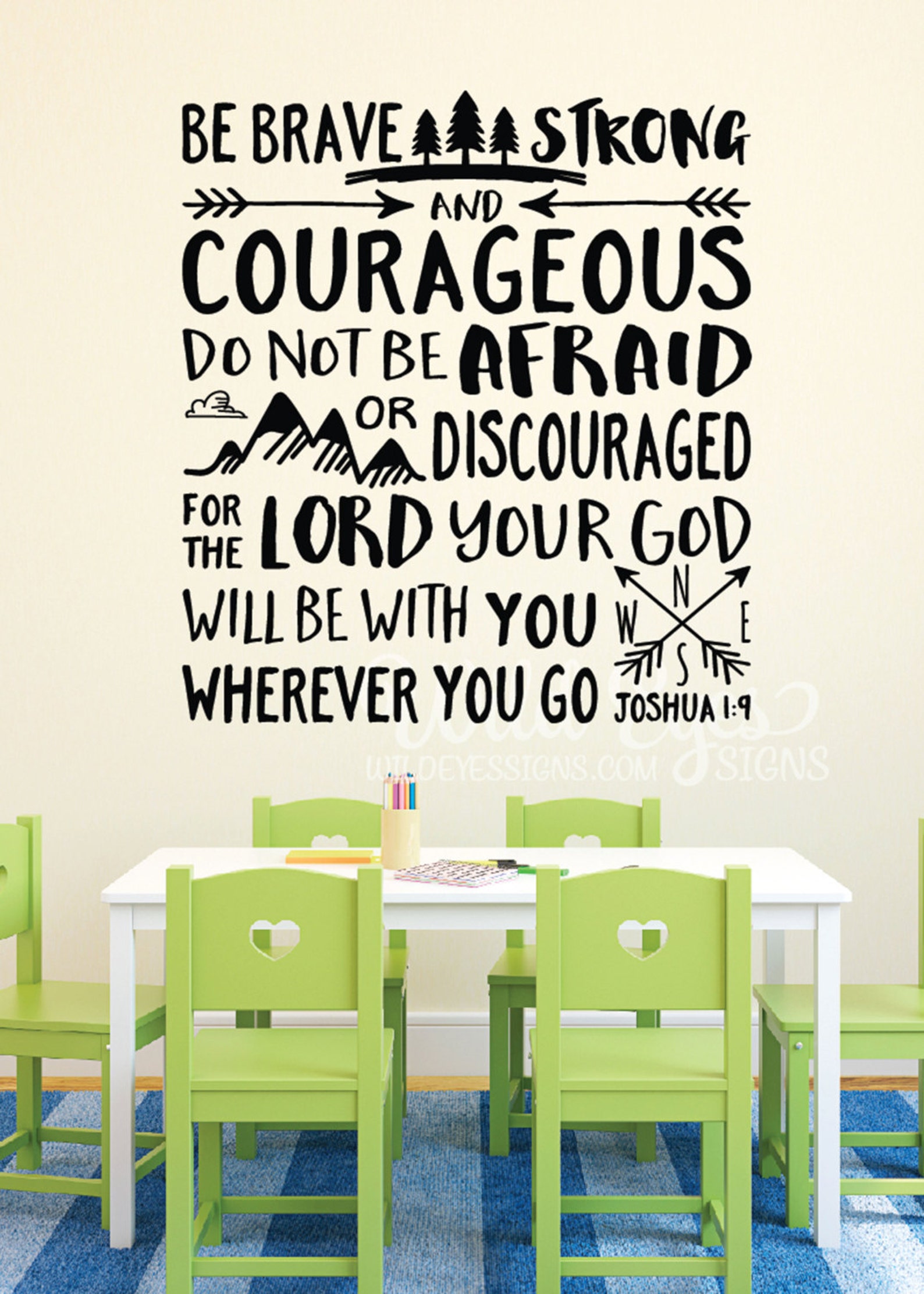 Joshua 1:9 Be Brave Strong and Courageous, Explorer Nursery, Arrows ...