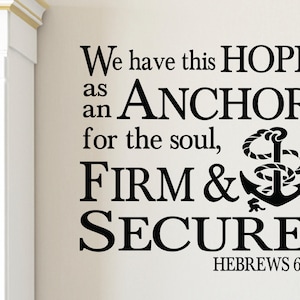 Hebrews 6:19 We Have This Hope as an Anchor for the Soul Firm and ...