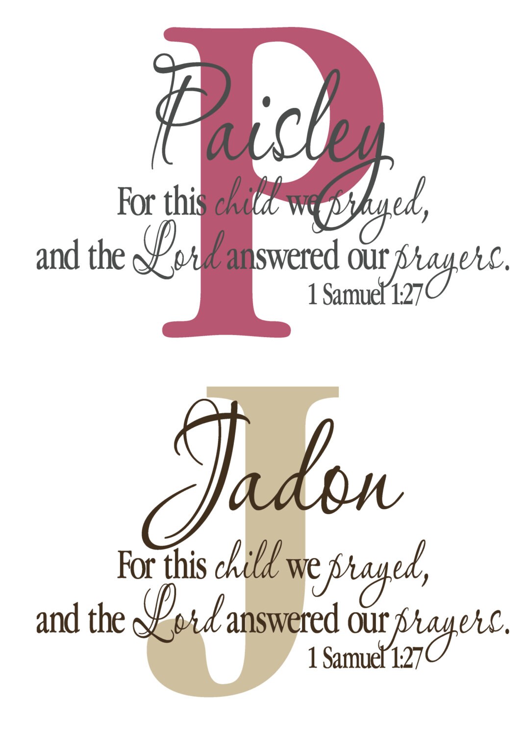 1 Samuel 1:27-monogram Personalized Scripture Bible Wall Art - Etsy Canada