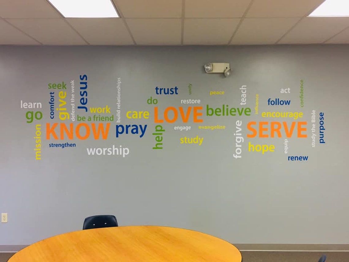 Word Collage Know Love Serve, Wall Decal, Church, Youth Room, Christian ...