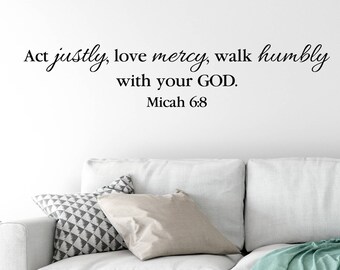 Micah 6:8 Vinyl Wall Words Scripture Bible Verse Vinyl Act | Etsy