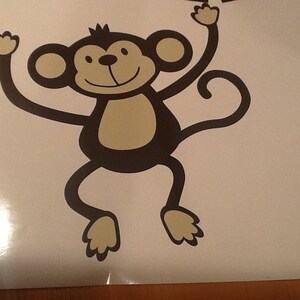 Monogram Personalized Name and Initial Cute Monkey Vinyl Decal, Nursery ...
