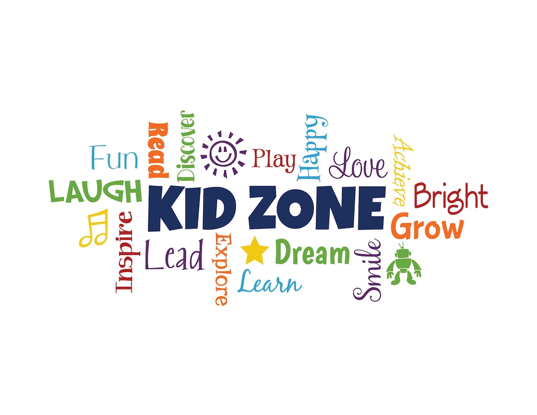 Word Collage, KID ZONE, School, Nursery, Day Care, Inspirational, Wall ...