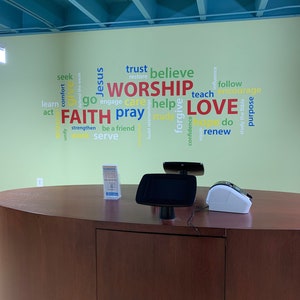 Word Collage Faith Worship Love, Youth Room, Church, Christian School ...