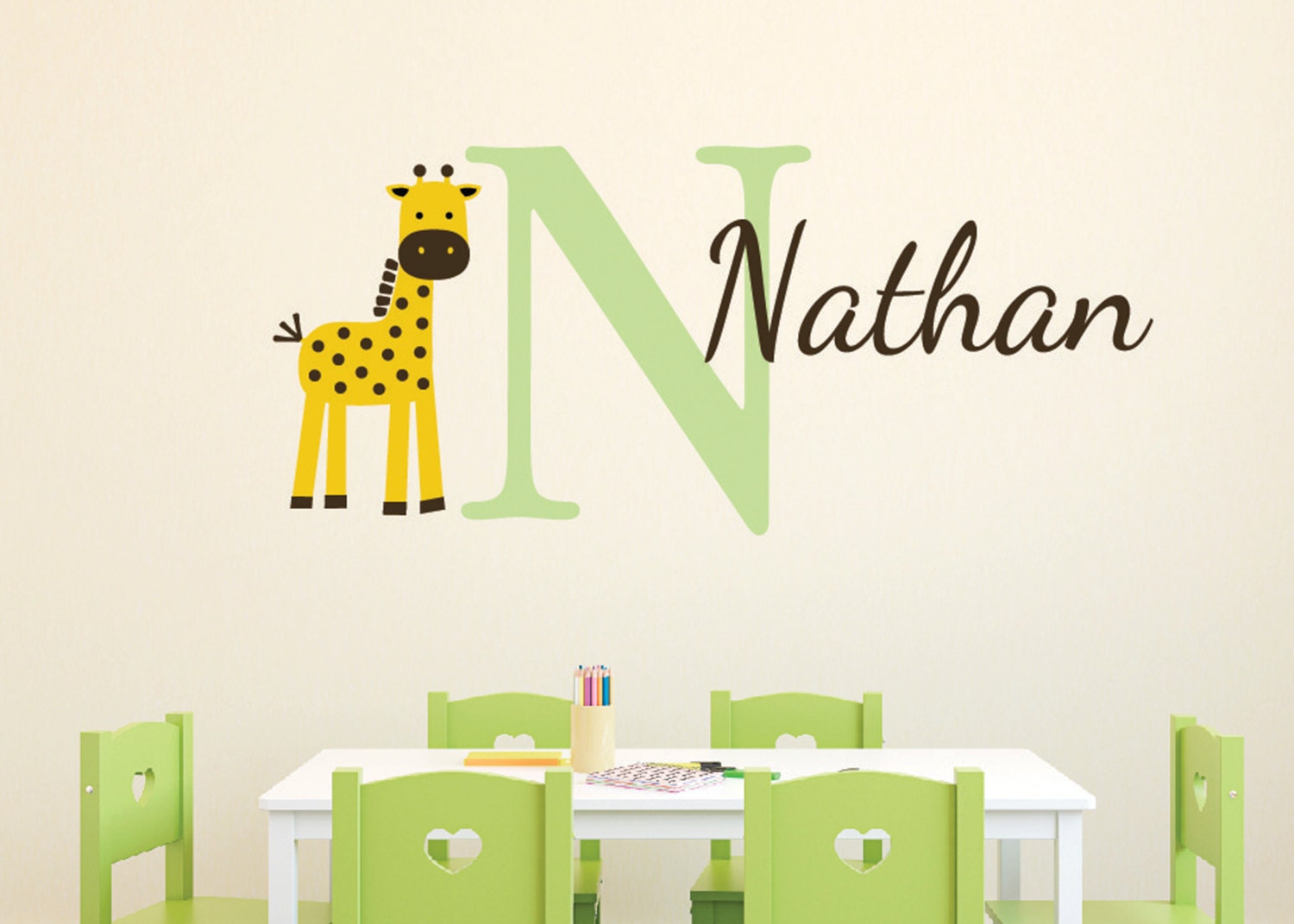Giraffe Monogram Personalized Name and Initial Vinyl Decal Boy Girl ...