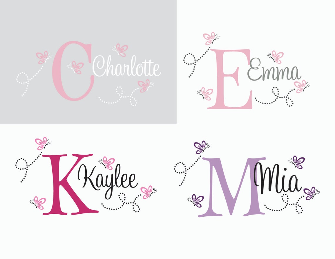 Monogram Personalized Name Initial Cute Butterflies Vinyl | Etsy