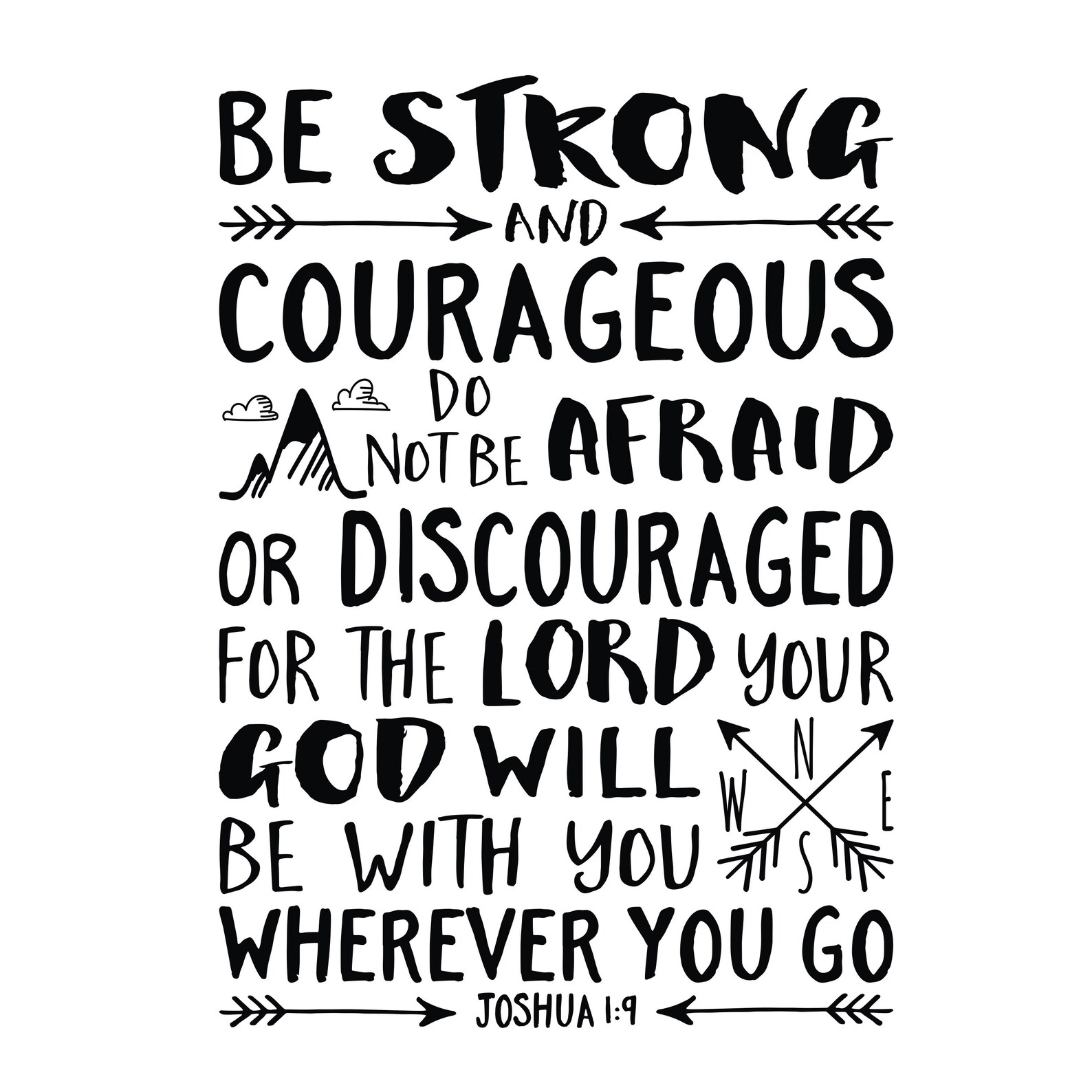 Joshua 1:9 Be Brave Strong and Courageous, Explorer Nursery, Arrows ...