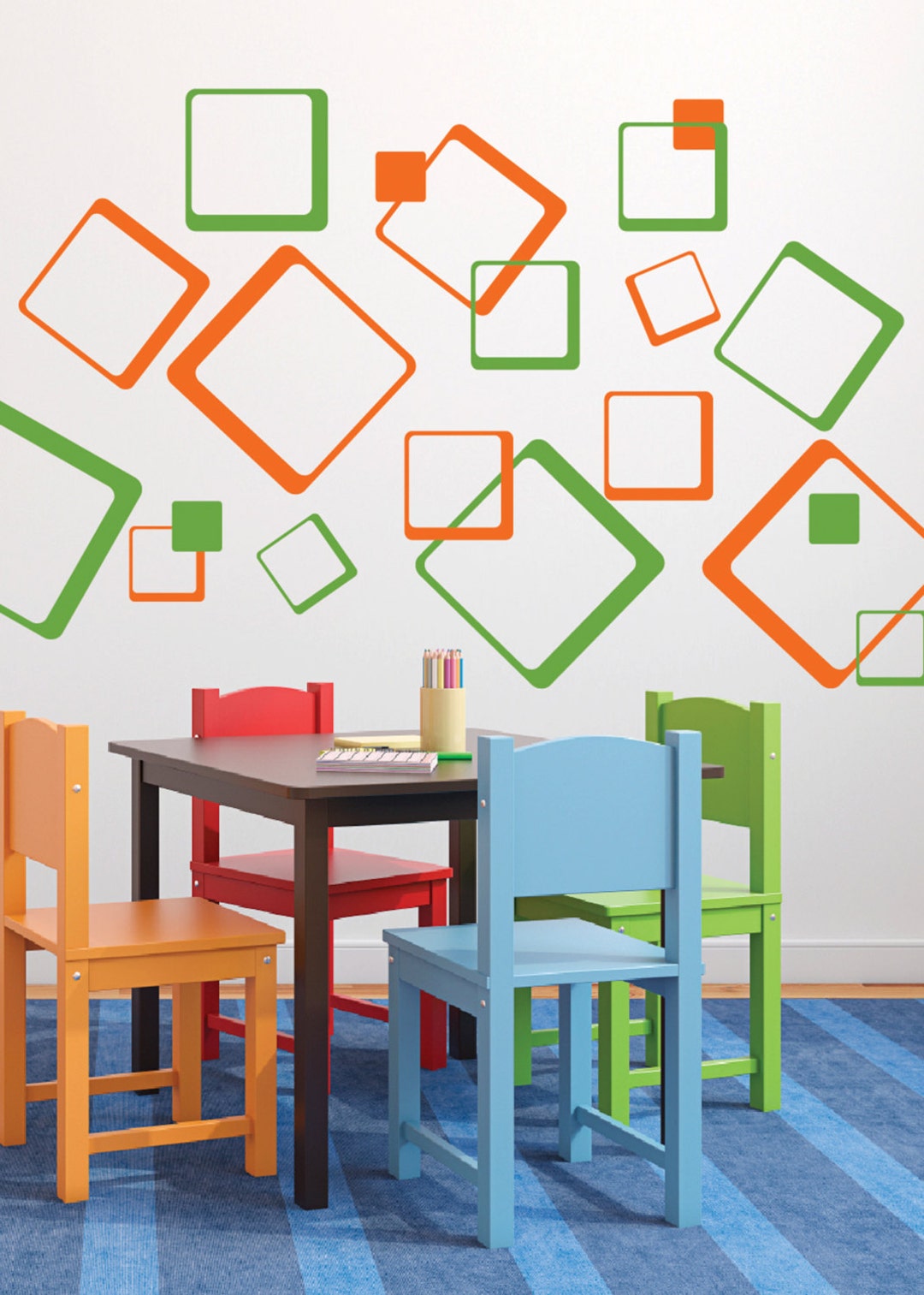 Rounded Squares Blocks Wall Decals Vinyl Square Bubbles Toddler Room ...