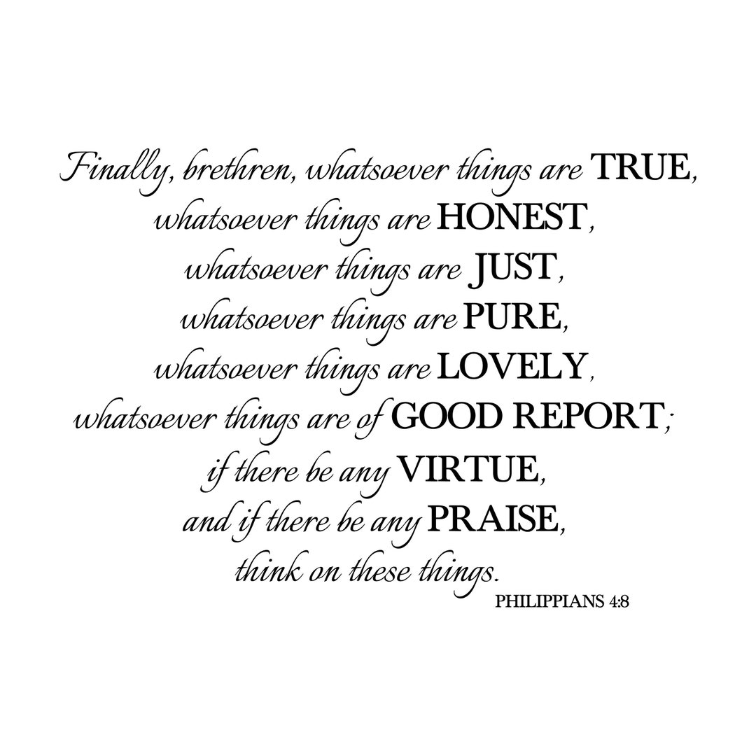 Philippians 4:8 True, Honest, Just, Pure, Lovely Youth Room, Wall Art ...