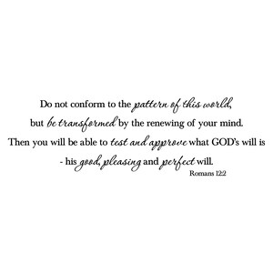 Romans 12:2 Do Not Conform to the Pattern of This World, Bible Verse ...