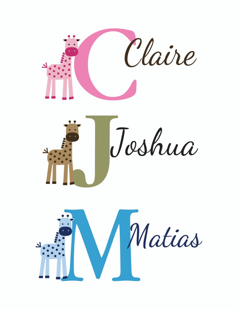 Giraffe Monogram Personalized Name and Initial Vinyl Decal Boy Girl ...