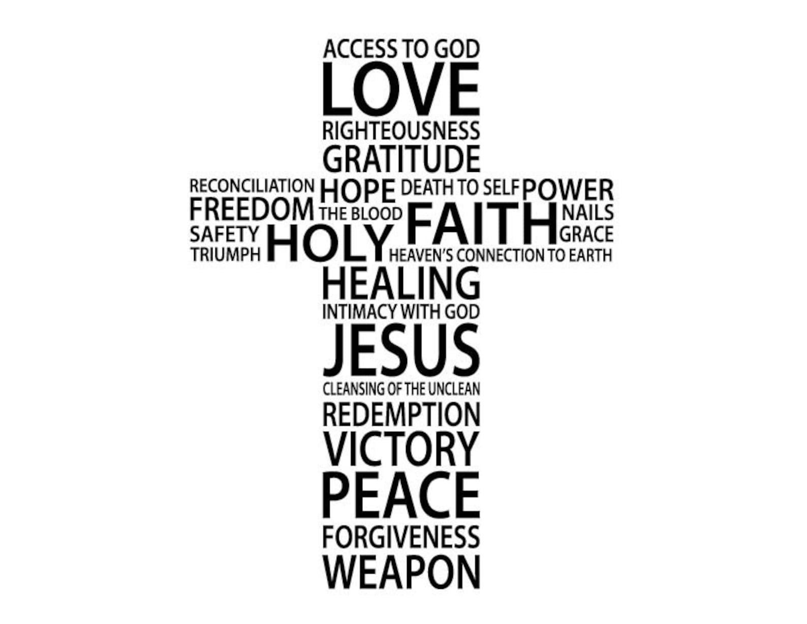 Cross Collage Christian Words Love Faith Hope Peace - Etsy Canada