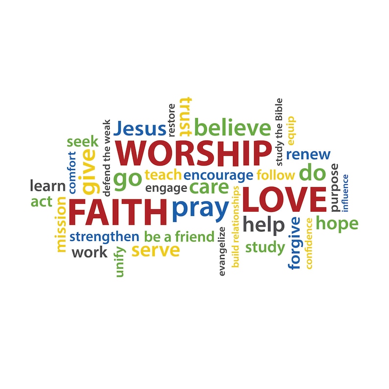 Word collage Faith Worship Love Youth Room Church Christian | Etsy