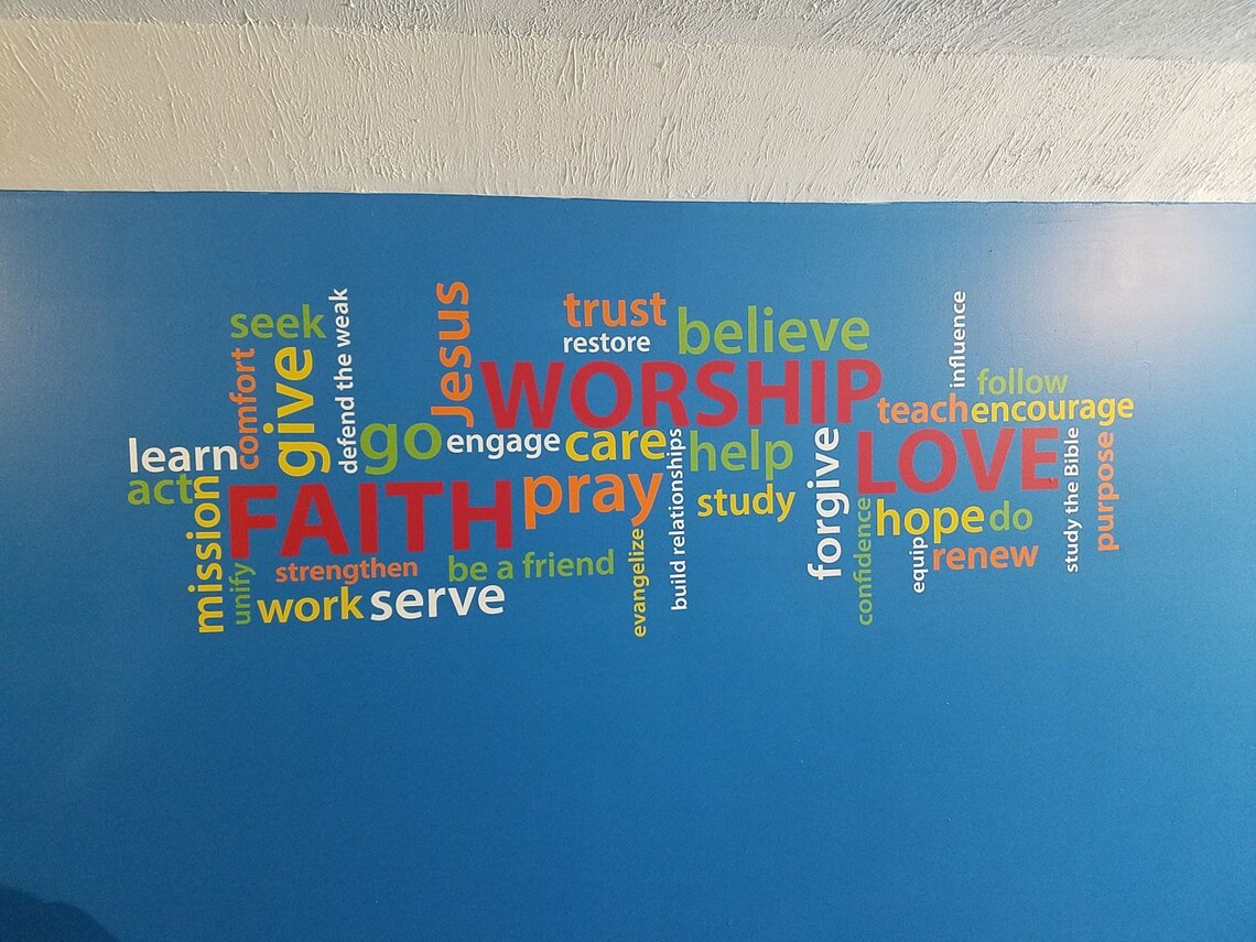 Word Collage Faith Worship Love Youth Room Church Christian - Etsy