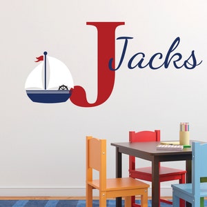 Nautical Nursery Wall Decal Child Personalized Sailor Anchor Boat Ship ...
