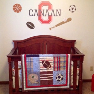 Monogram Sport Theme Baseball Soccer Basketball Football, Nursery ...