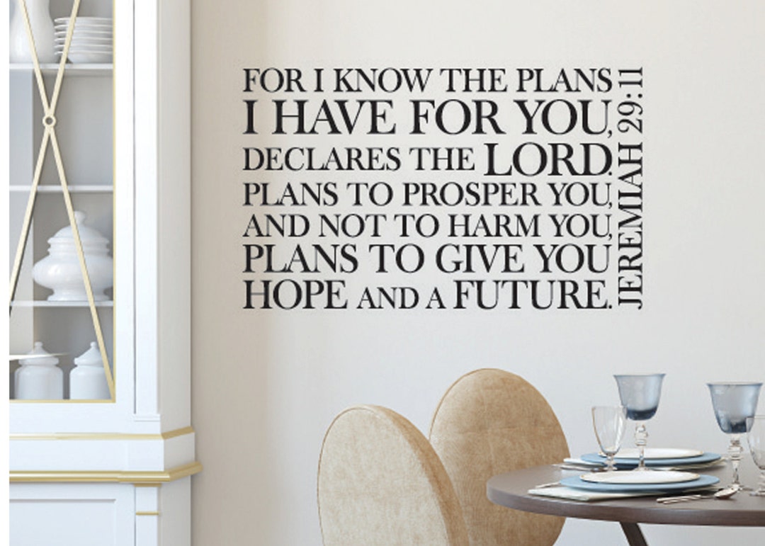 Jeremiah 29:11 Christian Subway Art Religious Bible Verse Vinyl Wall ...