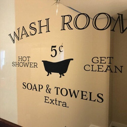 Washroom Decal Wash Room Vinyl Sticker Label Bathroom Door - Etsy