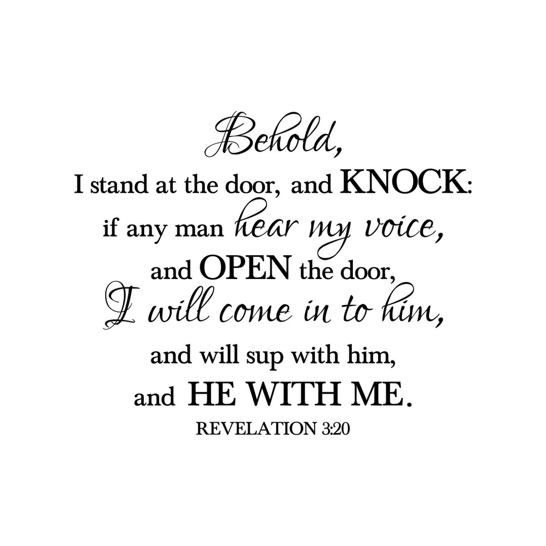 Revelation 3:20 Behold I Stand at the Door and Knock Religious Bible ...
