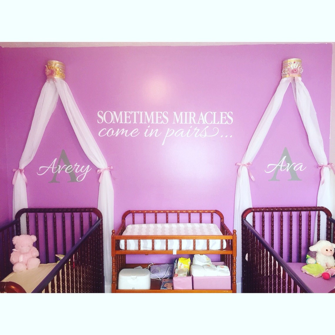 Sometimes Miracles Come in Pairs Monogram Twins Twins Vinyl - Etsy