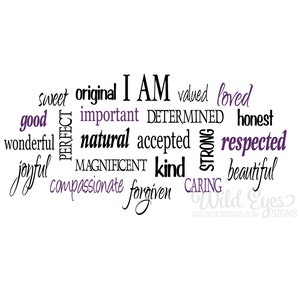 I Am Positive Word Collage for Girls, Teen Girl Vinyl, Wall Design ...