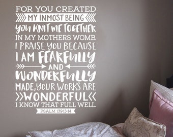 Psalm 139:1 I Am Fearfully and Wonderfully Made Bible Verse - Etsy