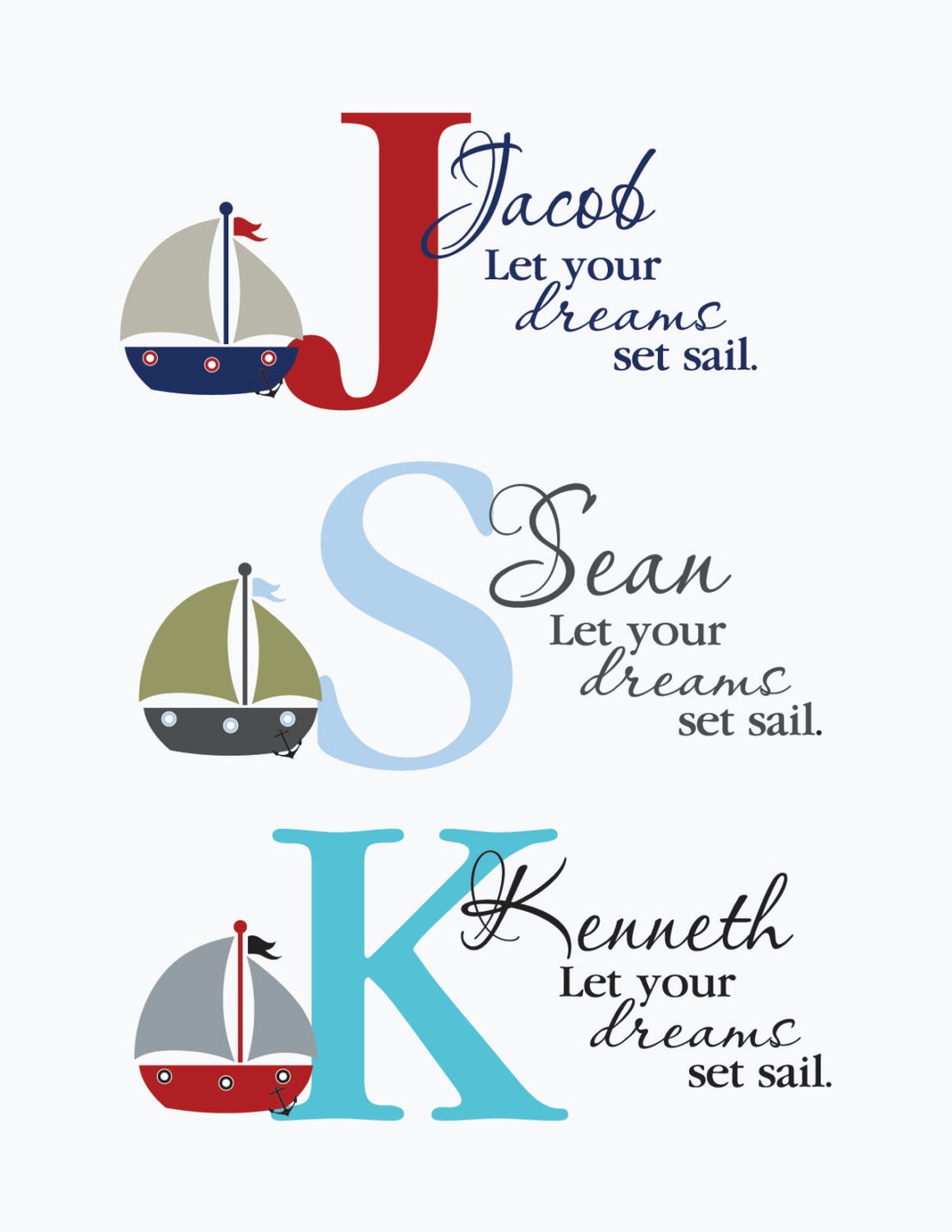 Let Your Dreams Set Sail Nautical Nursery Wall Decal Child Personalized ...