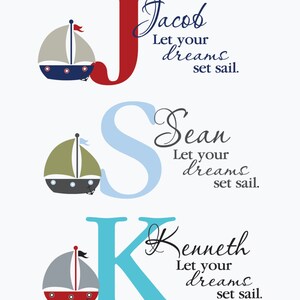 Let Your Dreams Set Sail Nautical Nursery Wall Decal Child Personalized ...