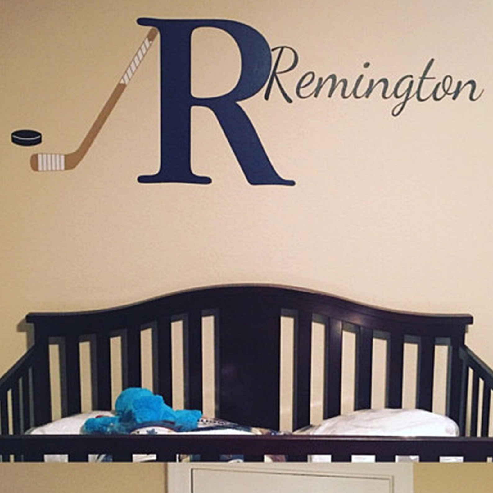 Monogram Sport Theme Hockey Boy Toddler Nursery Vinyl Wall Decal Hockey ...