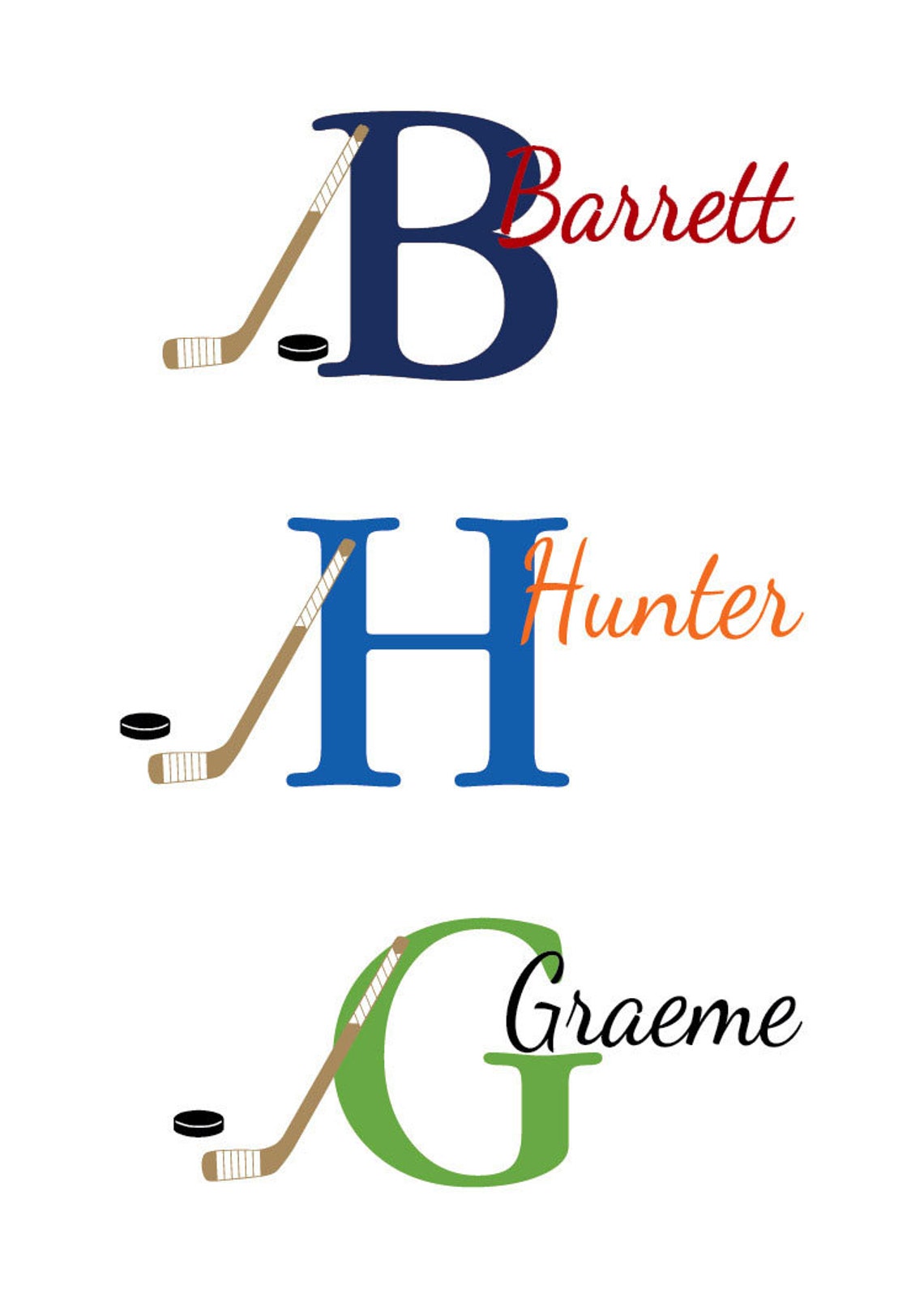 Monogram Sport Theme Hockey Boy Toddler Nursery Vinyl Wall Decal Hockey ...