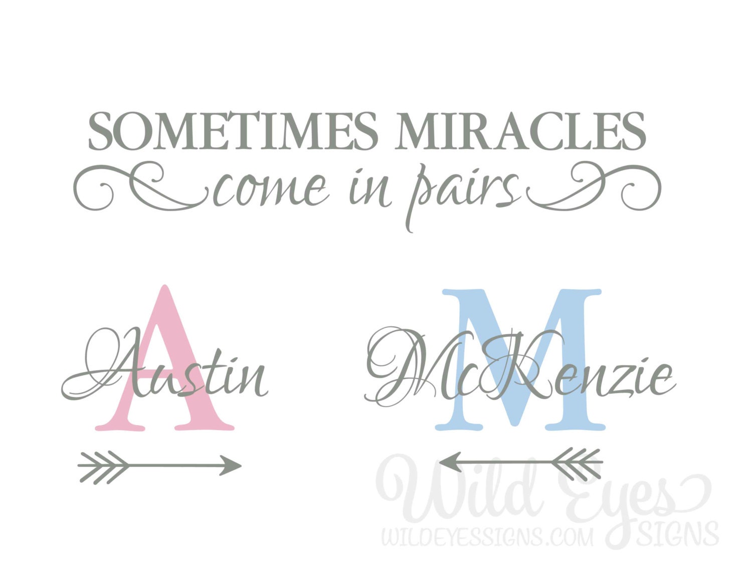 Sometimes Miracles Come in Pairs Monogram Twins - Twins Vinyl Decor ...