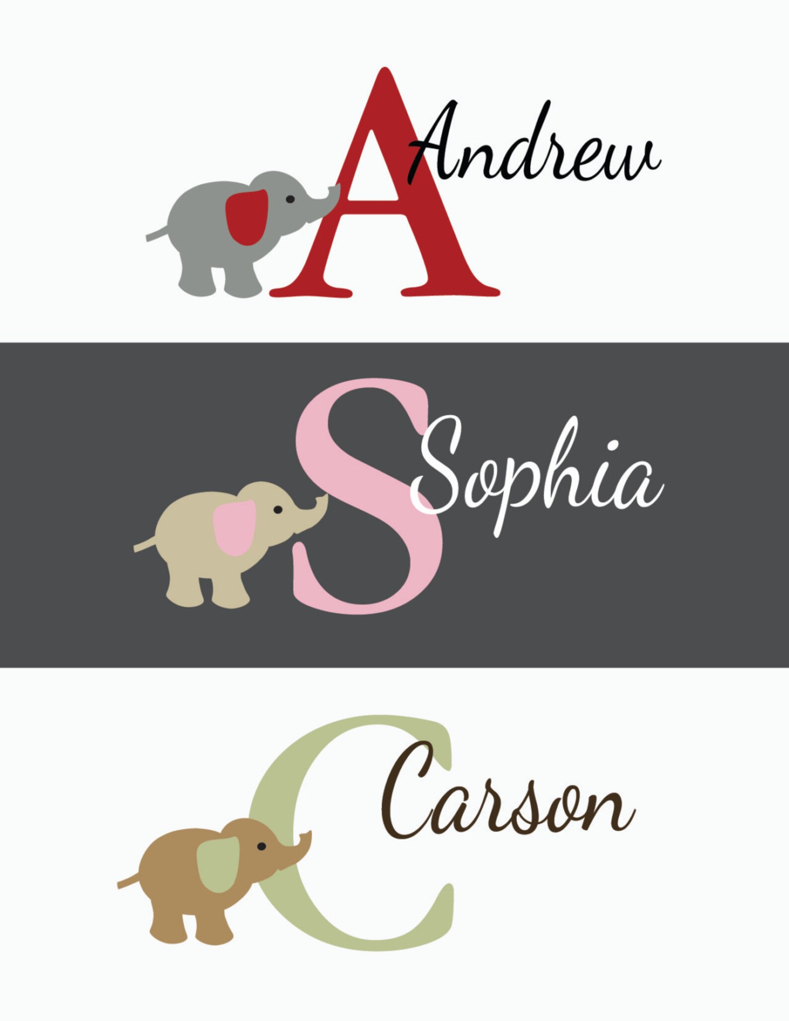 Monogram Personalized Name and Initial Cute Elephant Vinyl - Etsy