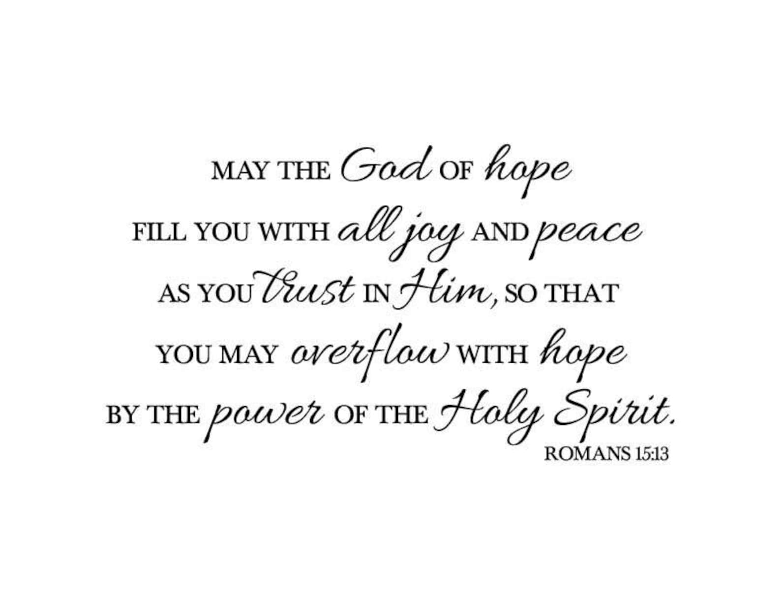 Romans 15:13 May the God of Hope Fill You With All Joy Wall - Etsy Canada