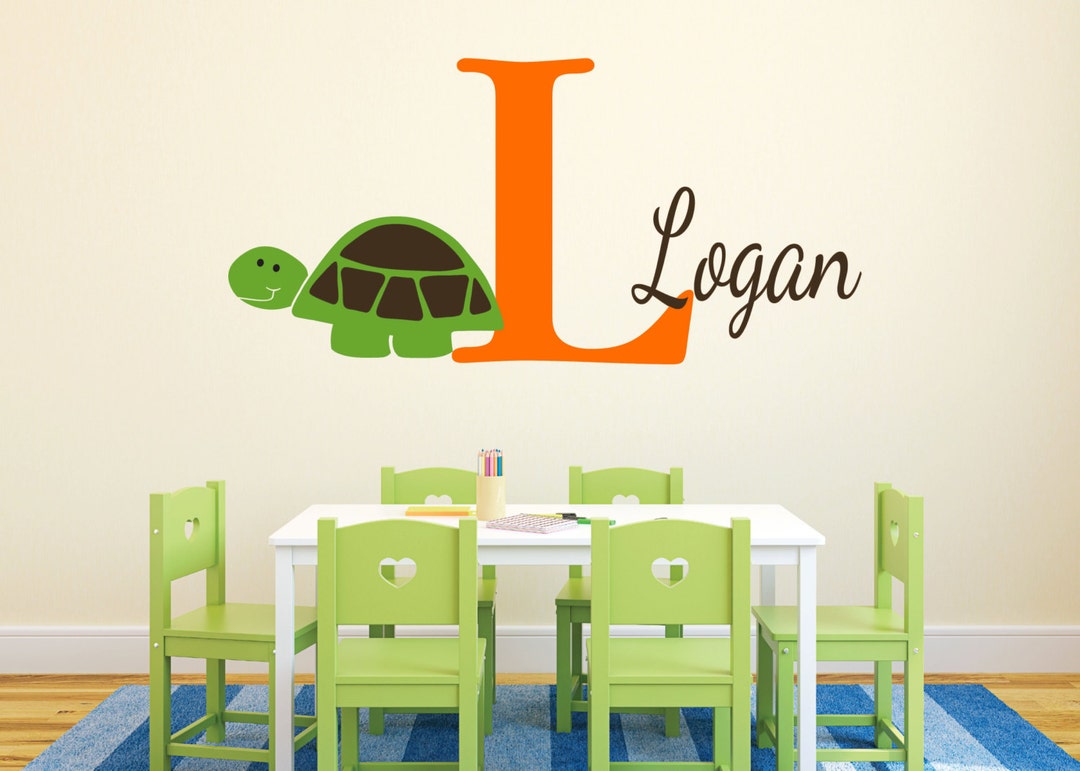 Monogram Personalized Name and Initial Cute Turtle Vinyl Decal - Etsy