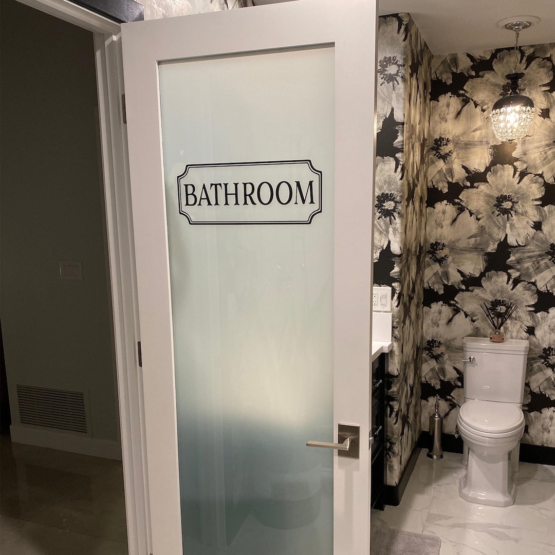 Bathroom Vinyl Decal, Washroom Vinyl Decal, Glass Door Decal, Vinyl ...
