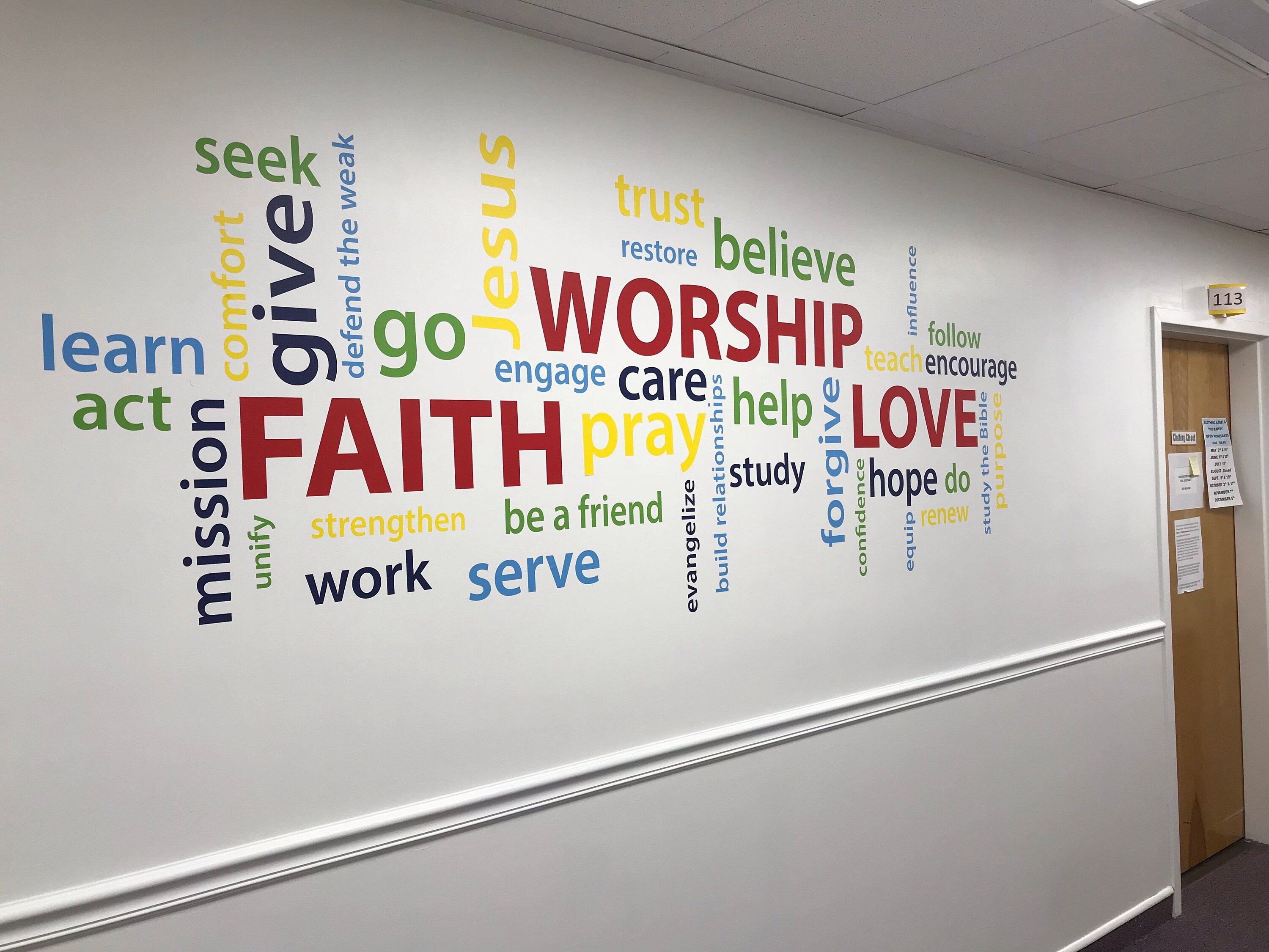 Word Collage Faith Worship Love, Youth Room, Church, Christian School ...