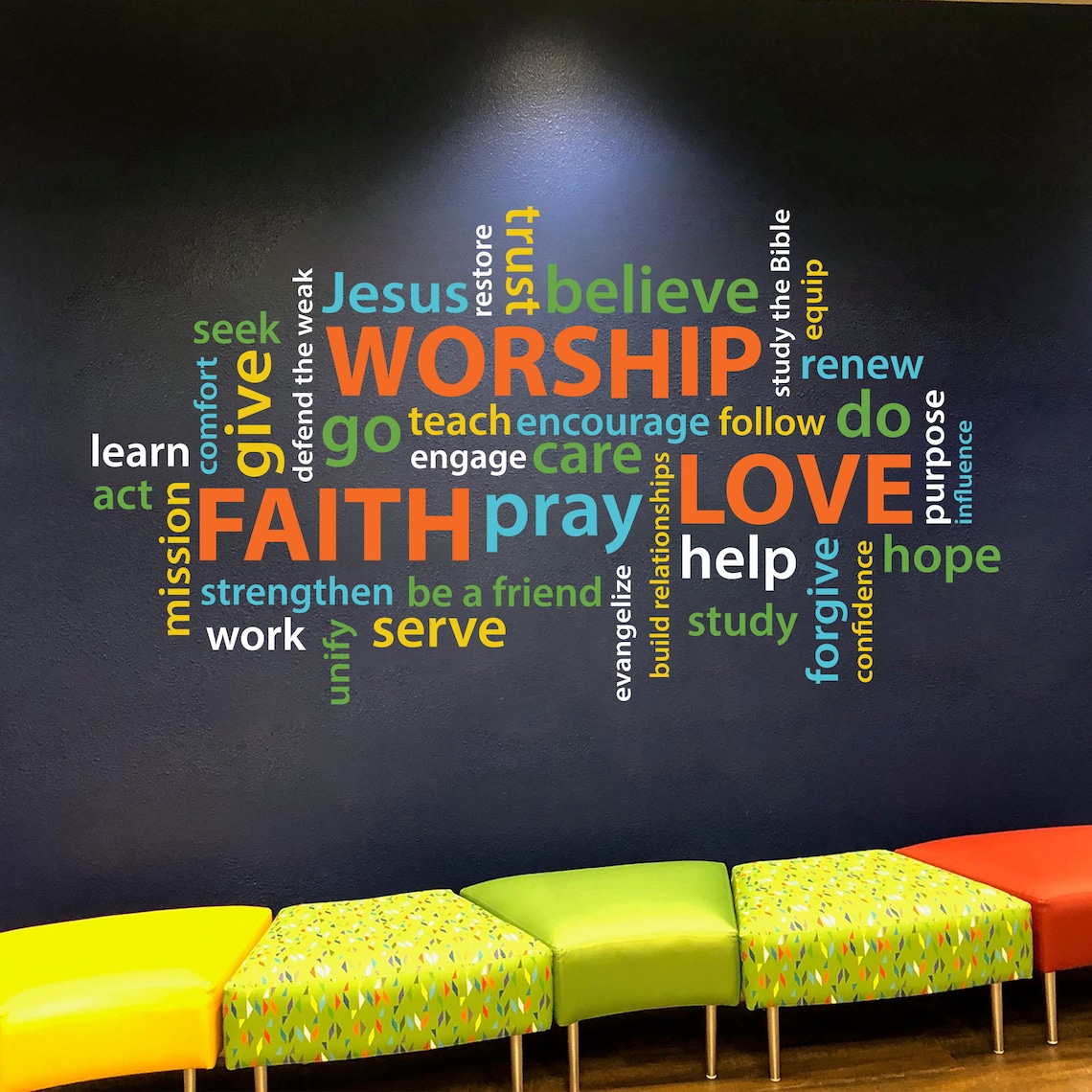 Word Collage Faith Worship Love Youth Room Church Christian - Etsy