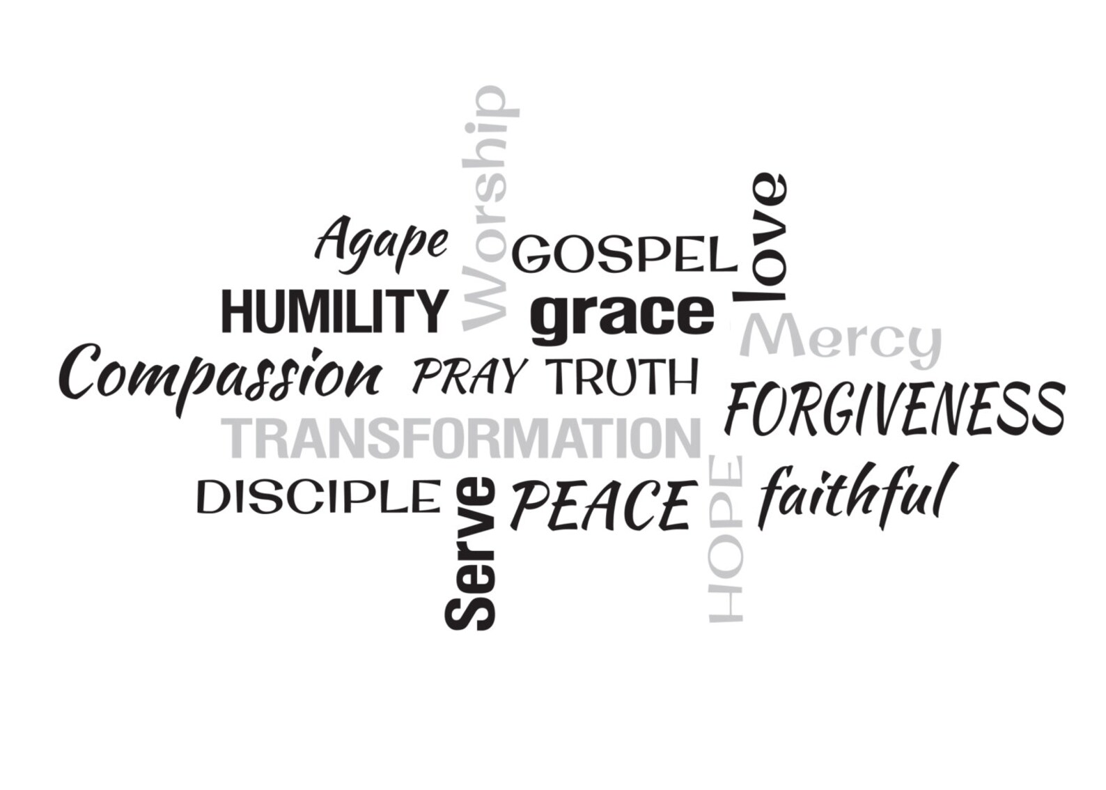 Youth Room Church Religious Christian Word Collage Subway Art | Etsy