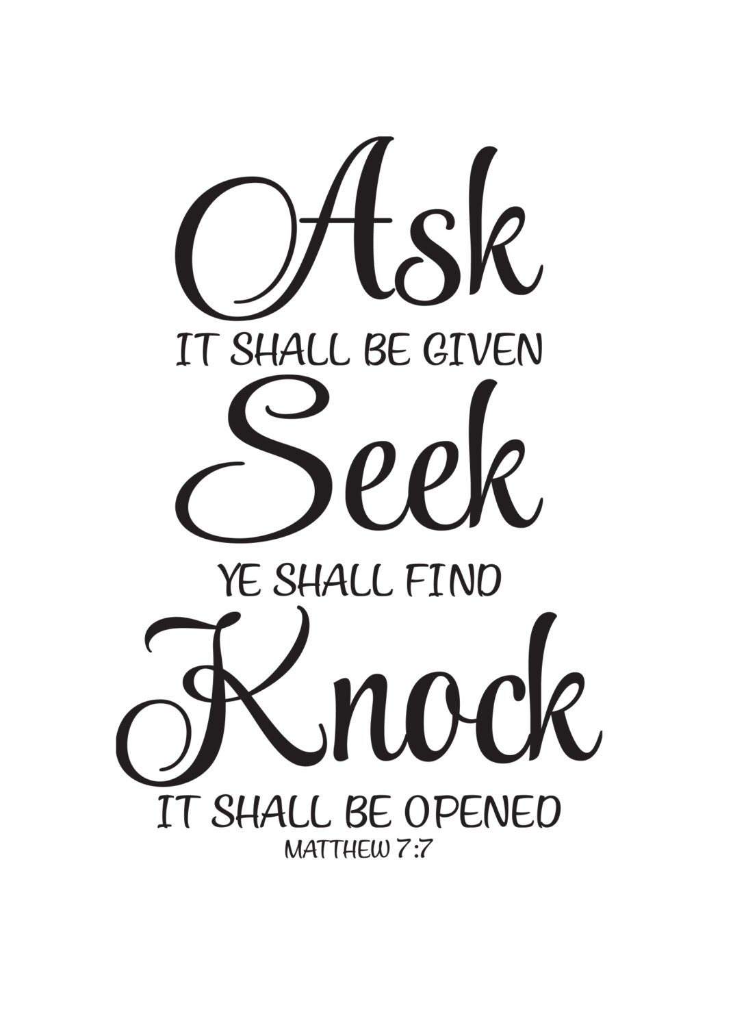 Matthew 7:7 Ask Seek Knock Wall Decal Bible Verse Scripture - Etsy