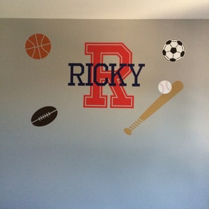 Monogram Sport Theme Baseball Soccer Basketball Football, Nursery ...