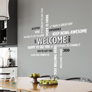 Welcome Word Collage, Vinyl Wall Decal, Business, Library, Church ...