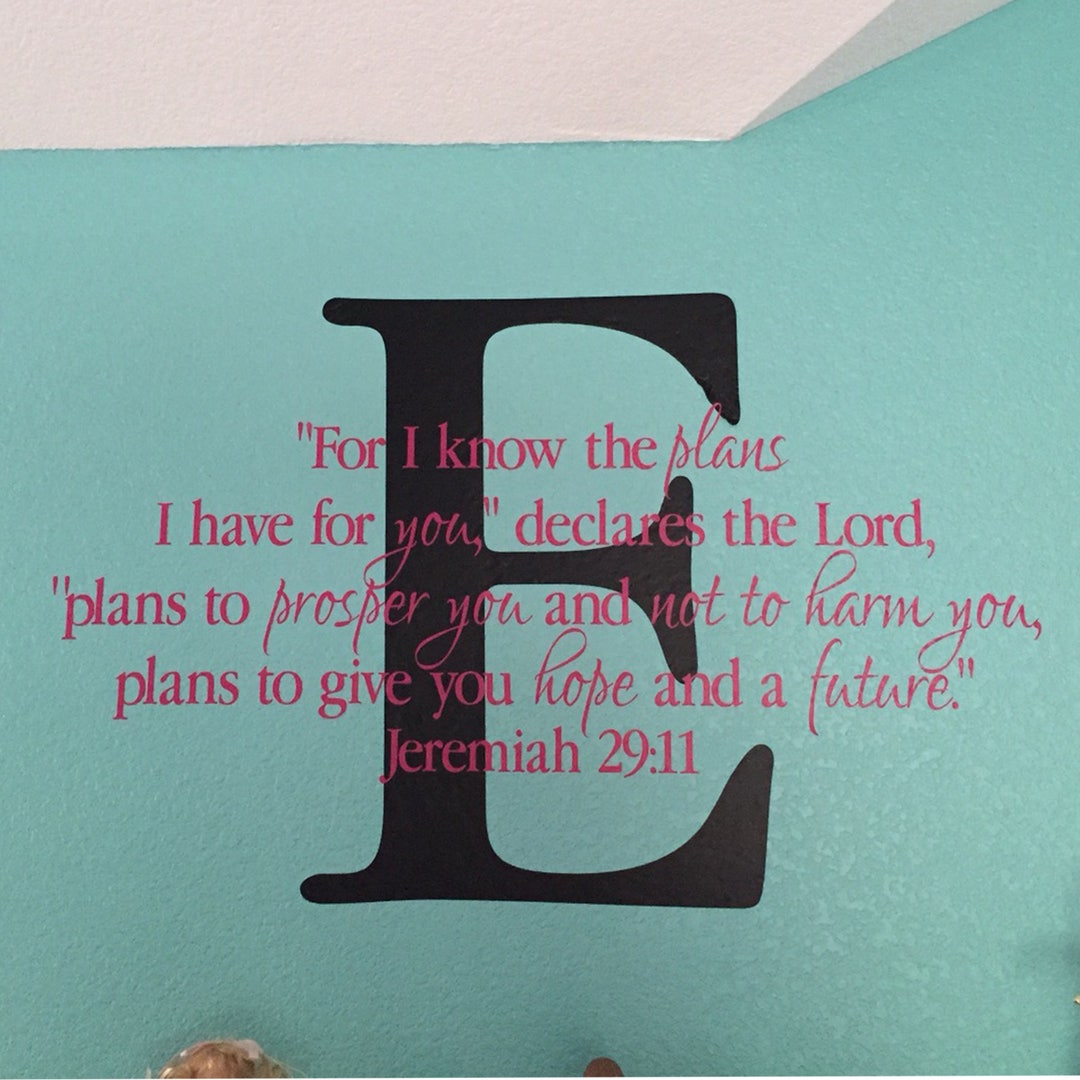 Jeremiah 29:11- Monogram Scripture Christian Vinyl Art- Religious Bible ...