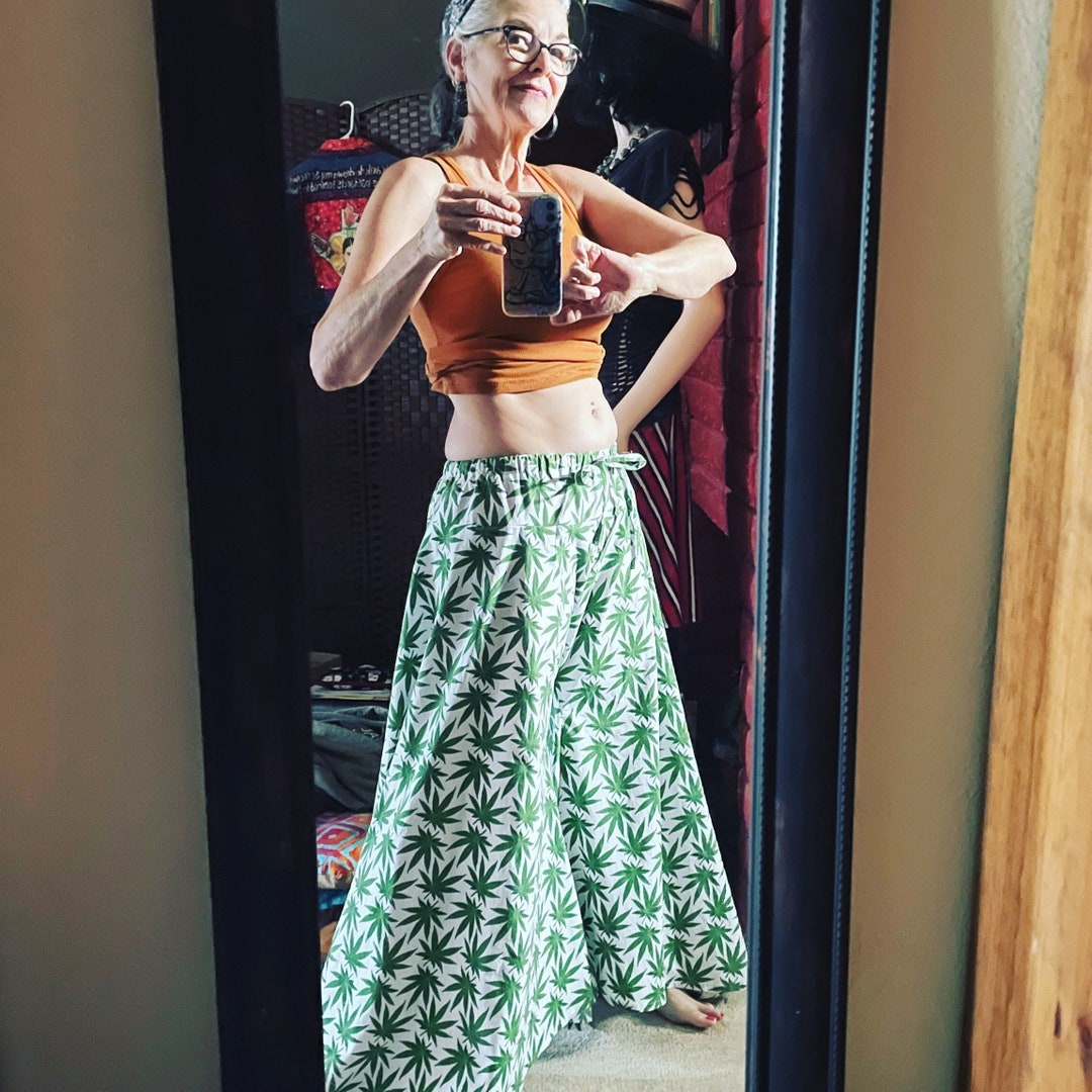 LAST PAIR Low Waisted Cannabis Print Festival Pants Unisex Free Size - Etsy