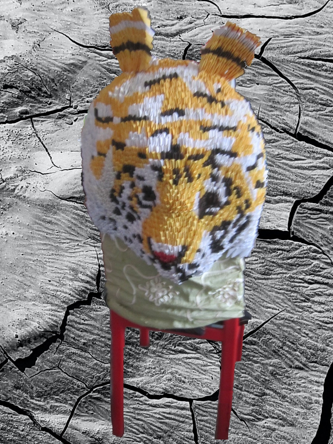 3D Origami Tiger Head Chair Back Cover - Etsy